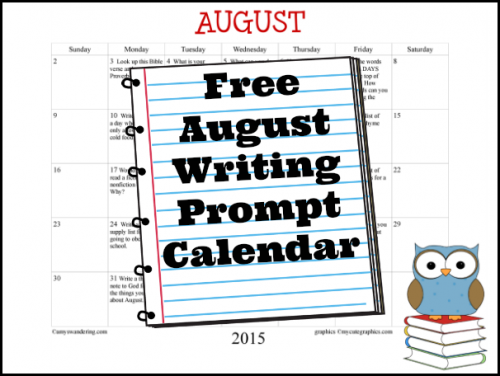 FREE August Writing Prompt Calendar