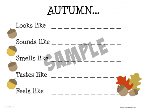 Autumn 5 Senses Poem Printables - Amy's Wandering