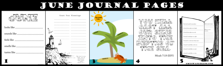 FREE Monthly Journal Pages {June Edition} - Amy's Wandering